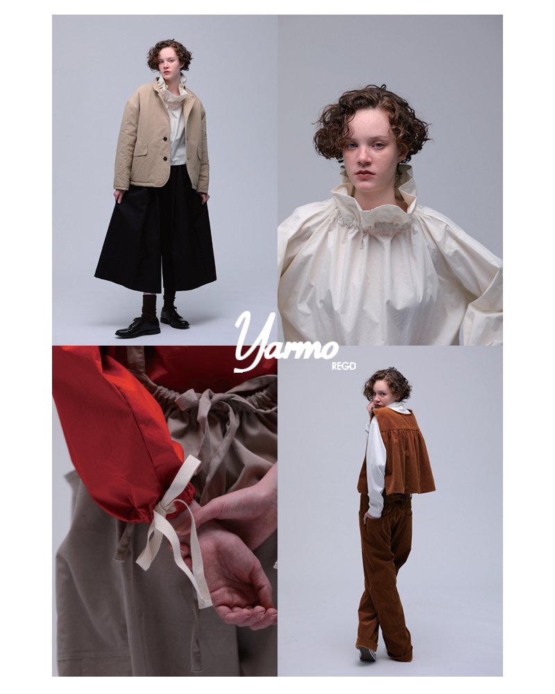 Yarmo ヤーモ コットン フランネル チェック フリル シャツ yar-25aw-s28ck-yo 2025aw新作 レディース | Piu di aranciato(ピウディアランチェート)